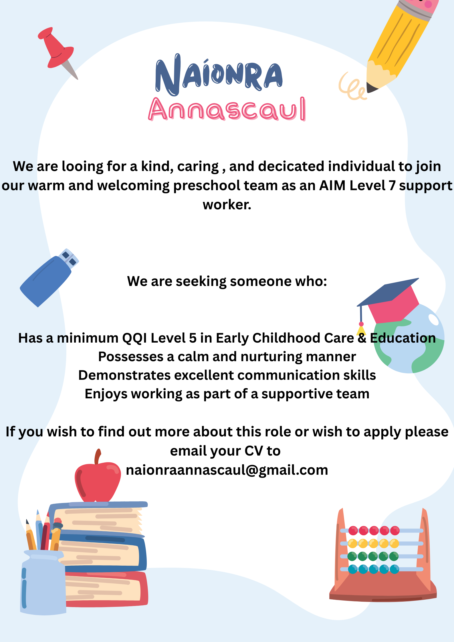 Nsa Aim Support Job Advert Kerry County Childcare Committee